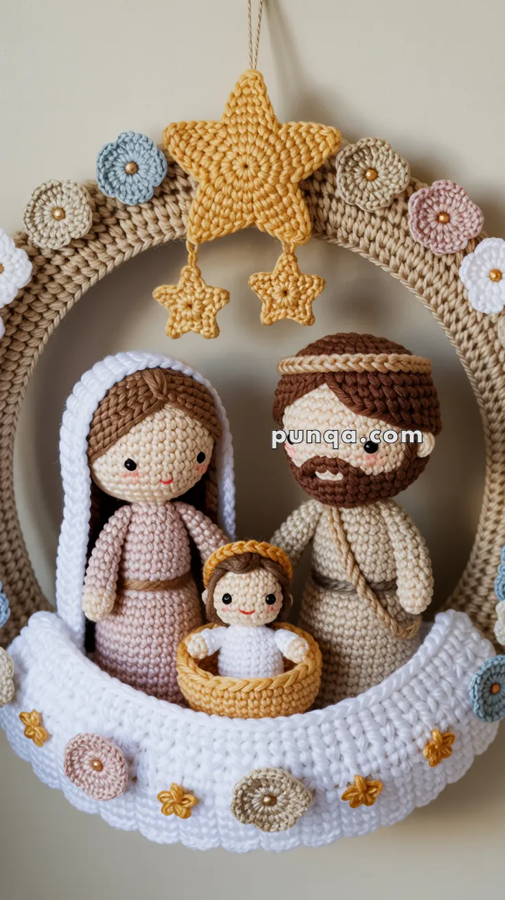 Amigurumi Nativity Wall Hanging – FREE Crochet Pattern - Punqa