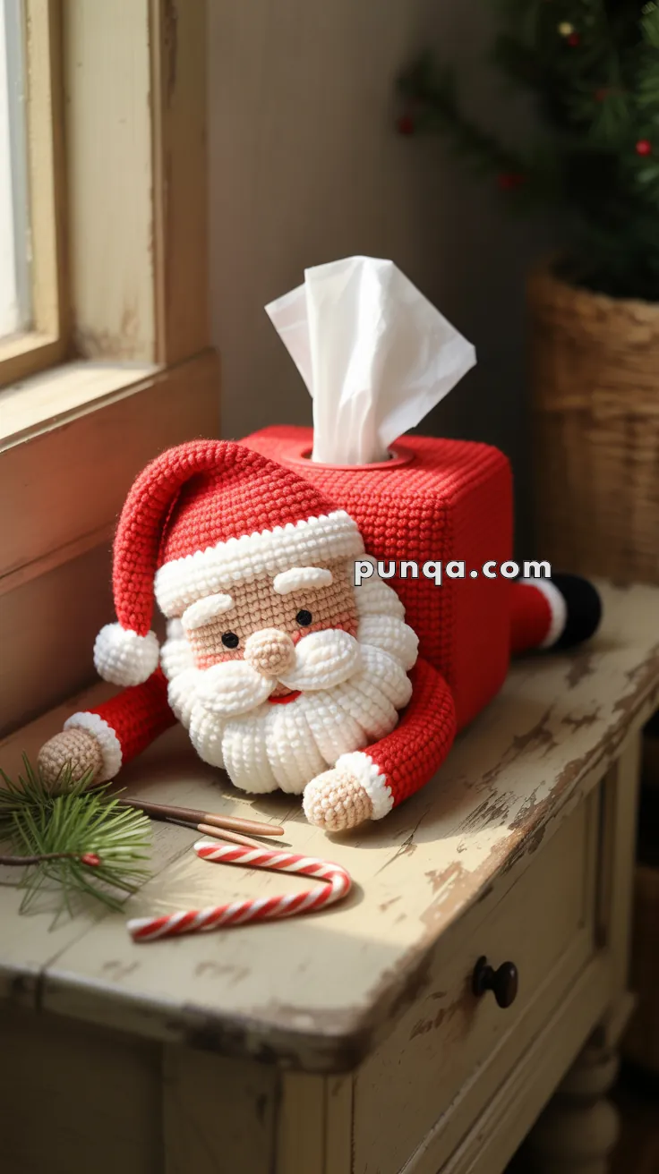 Amigurumi Santa Tissue Box Cover - FREE Crochet Pattern - Punqa