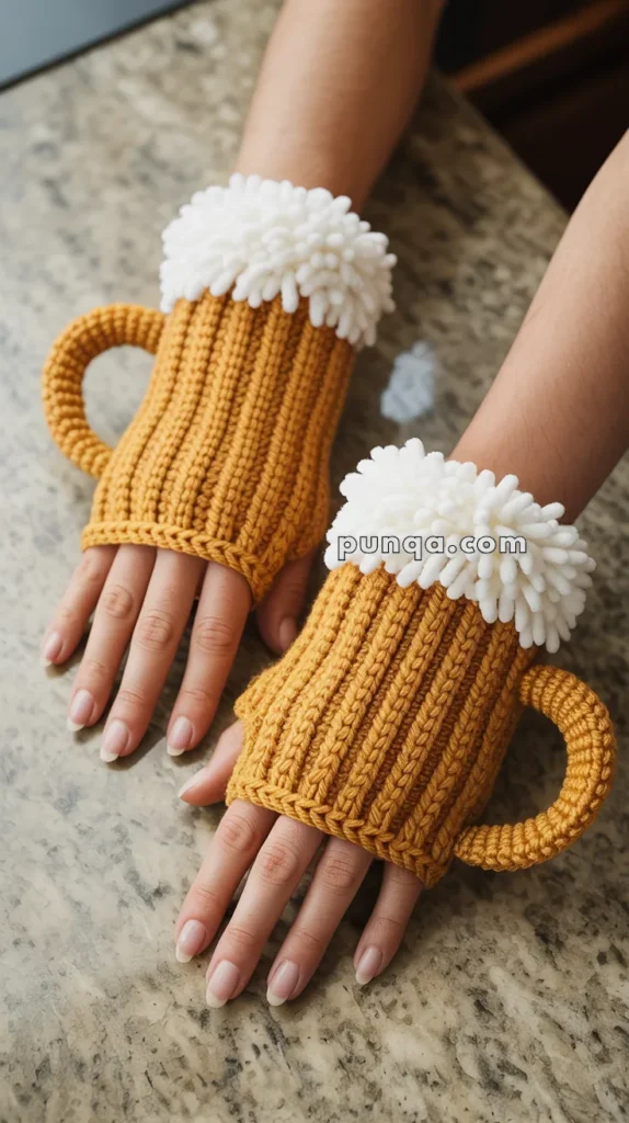 Beer Mug Crochet Gloves - FREE Pattern - Punqa