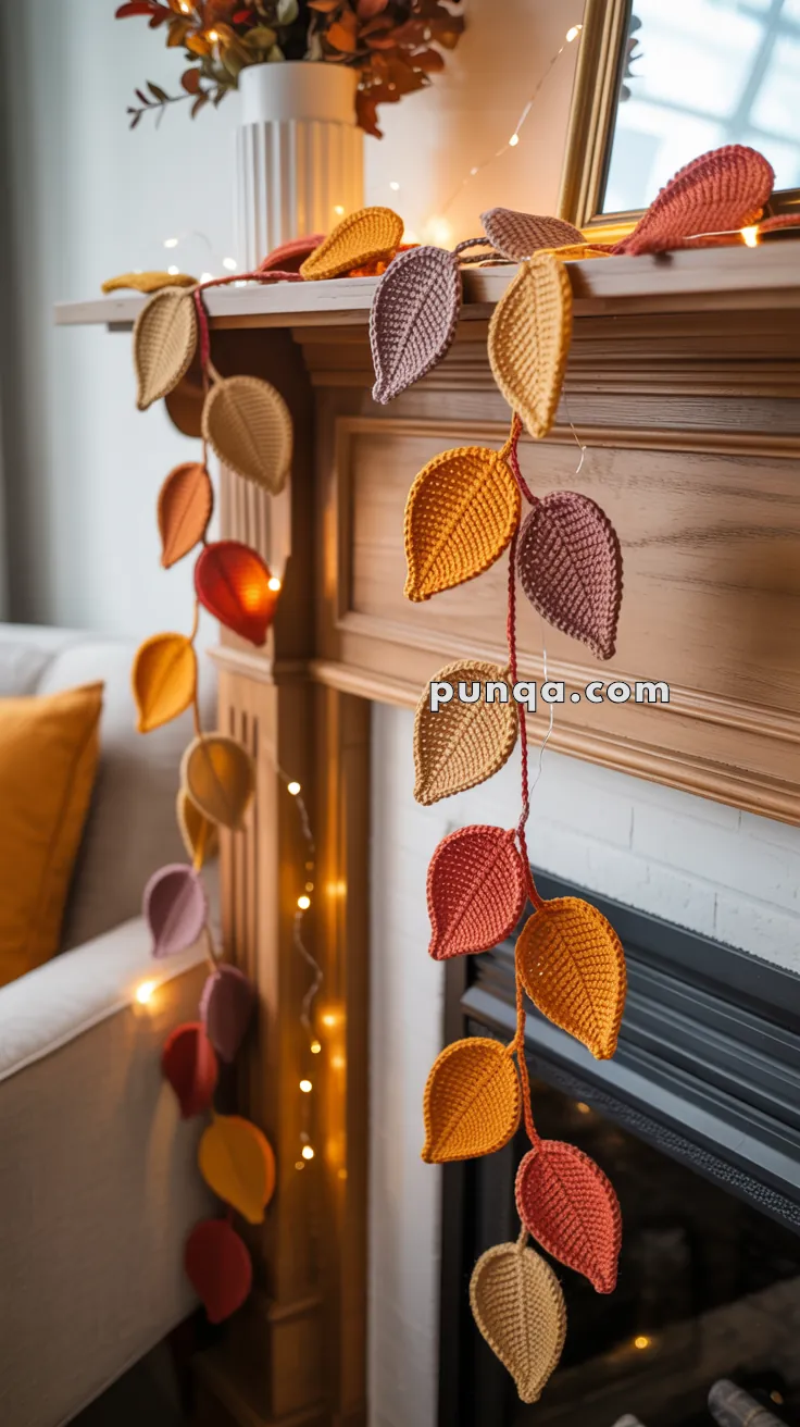 Crochet Autumn Leaf Garland - FREE Pattern - Punqa