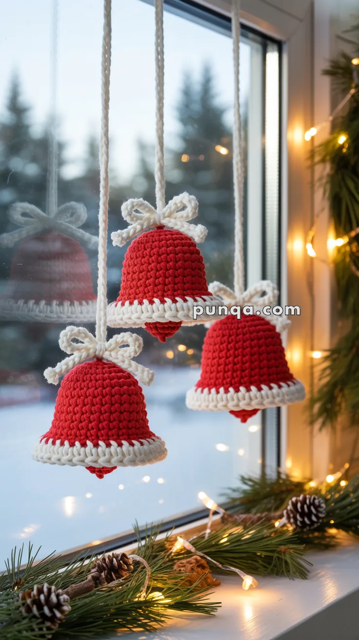 Hanging Christmas Bells - FREE Crochet Pattern - Punqa